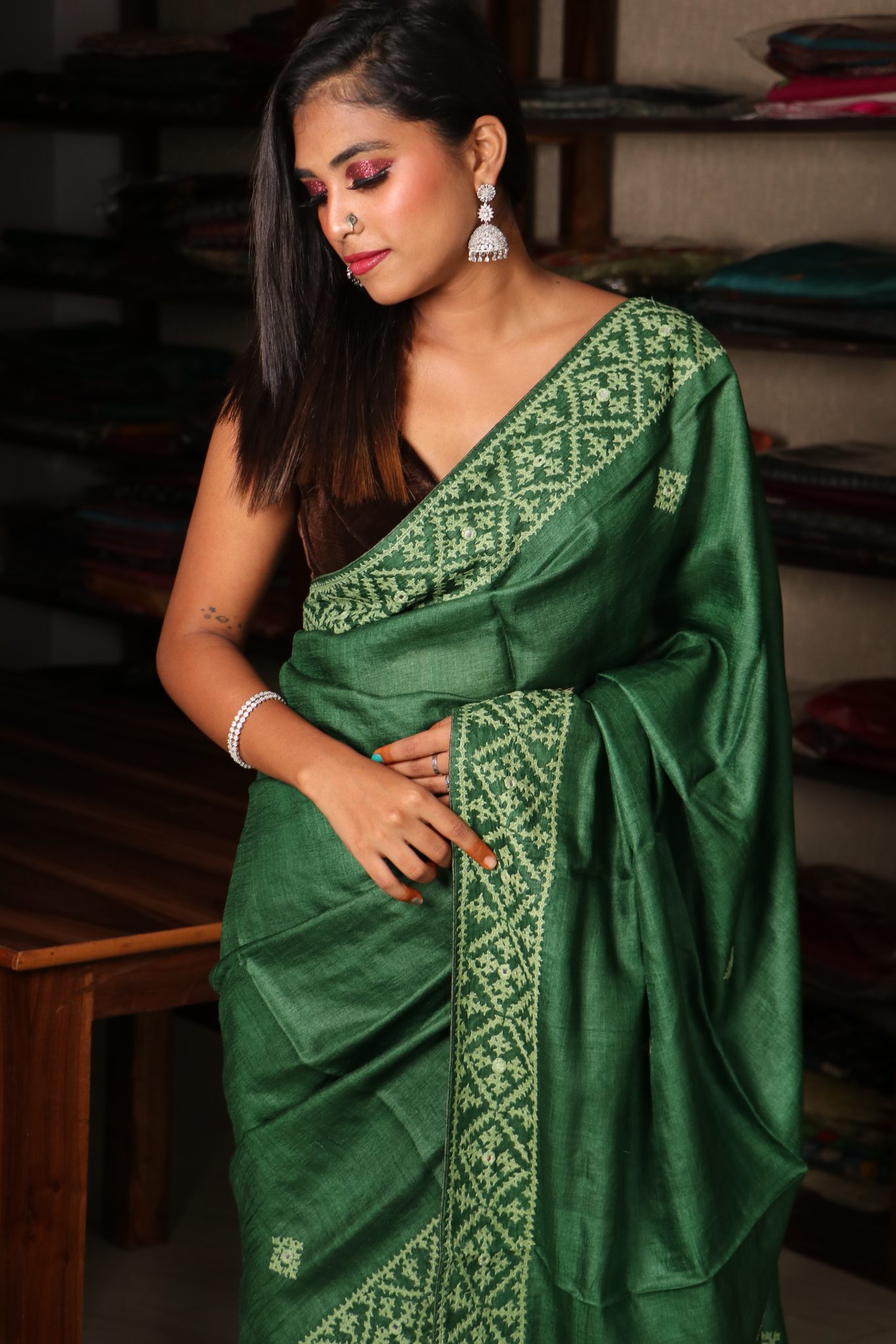 TUSSAR SILK with KUTCH WORK - TANTUVANA