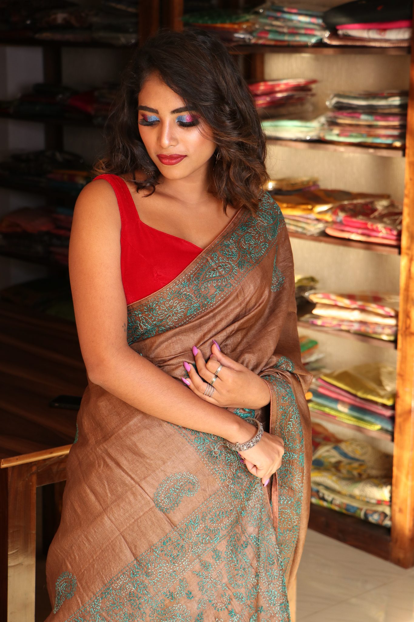 Tussar Silk with Chikankari work - TANTUVANA