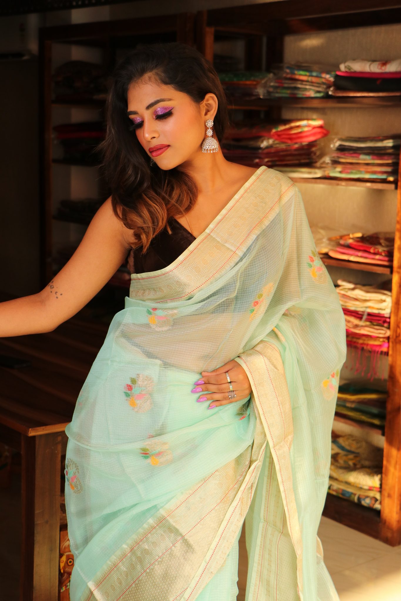 Pastel Silk Kota Saree - TANTUVANA