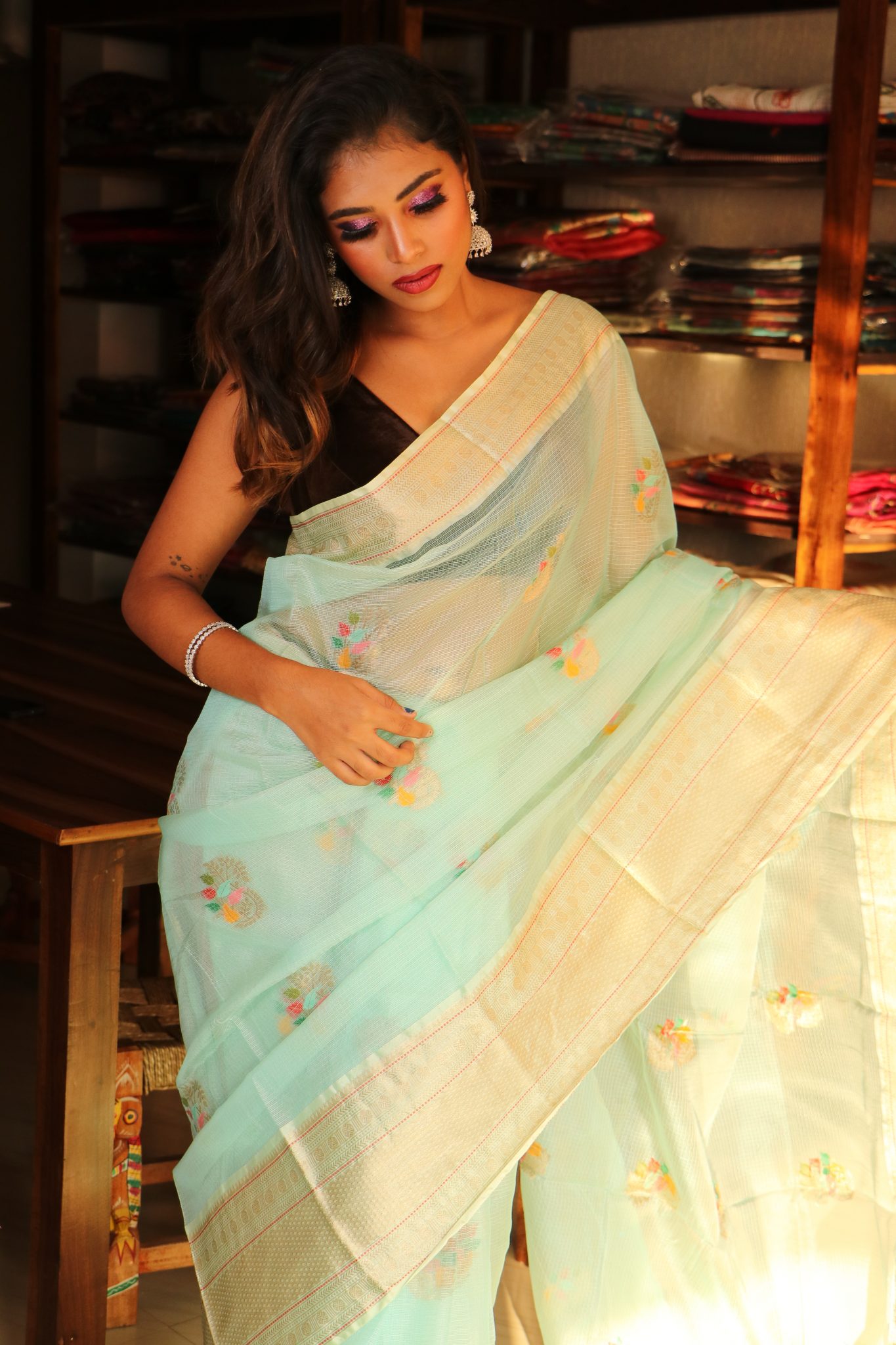 Pastel Silk Kota Saree - TANTUVANA